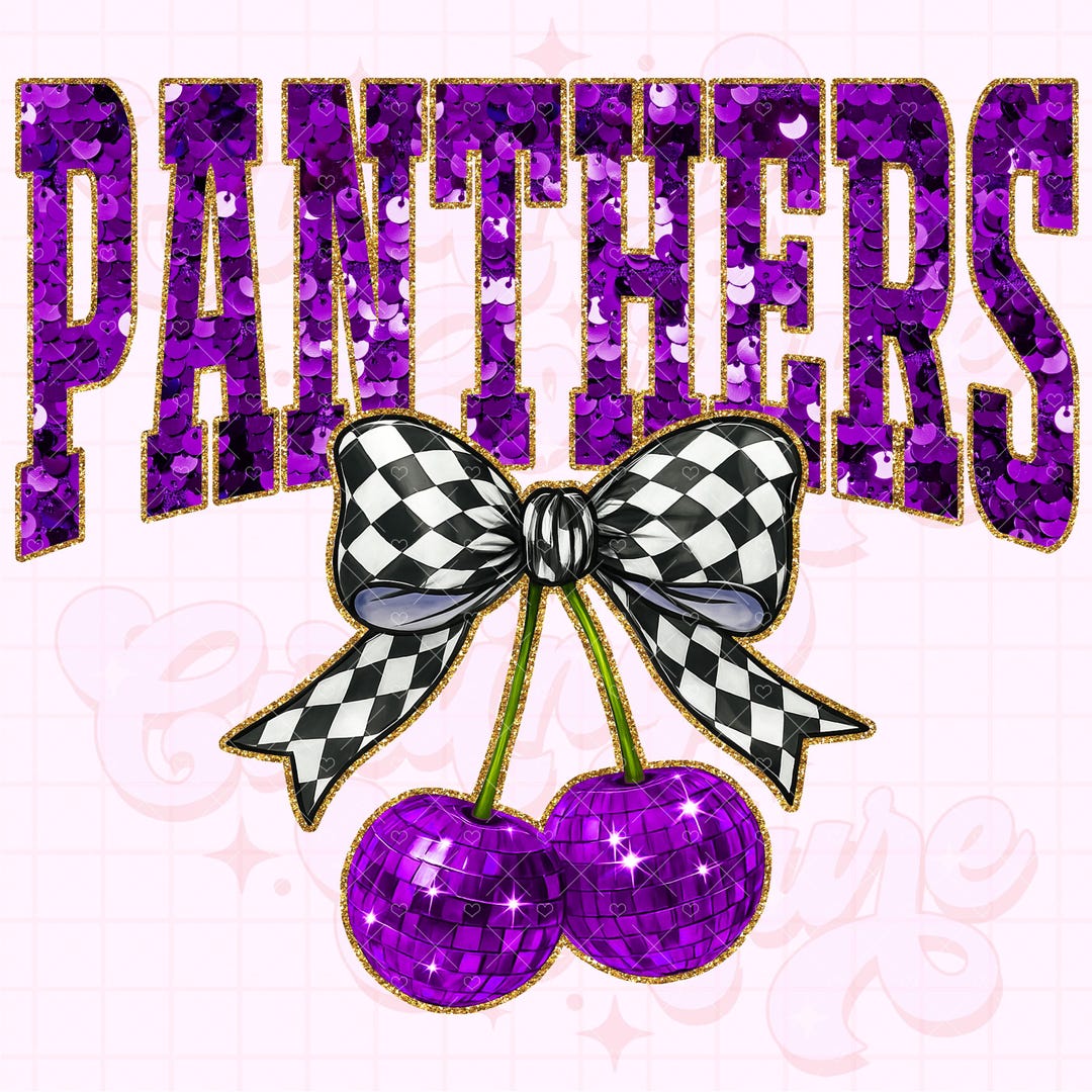 Panthers Png, Cherry Sequin Png, Coquette Panthers Sublimation ...
