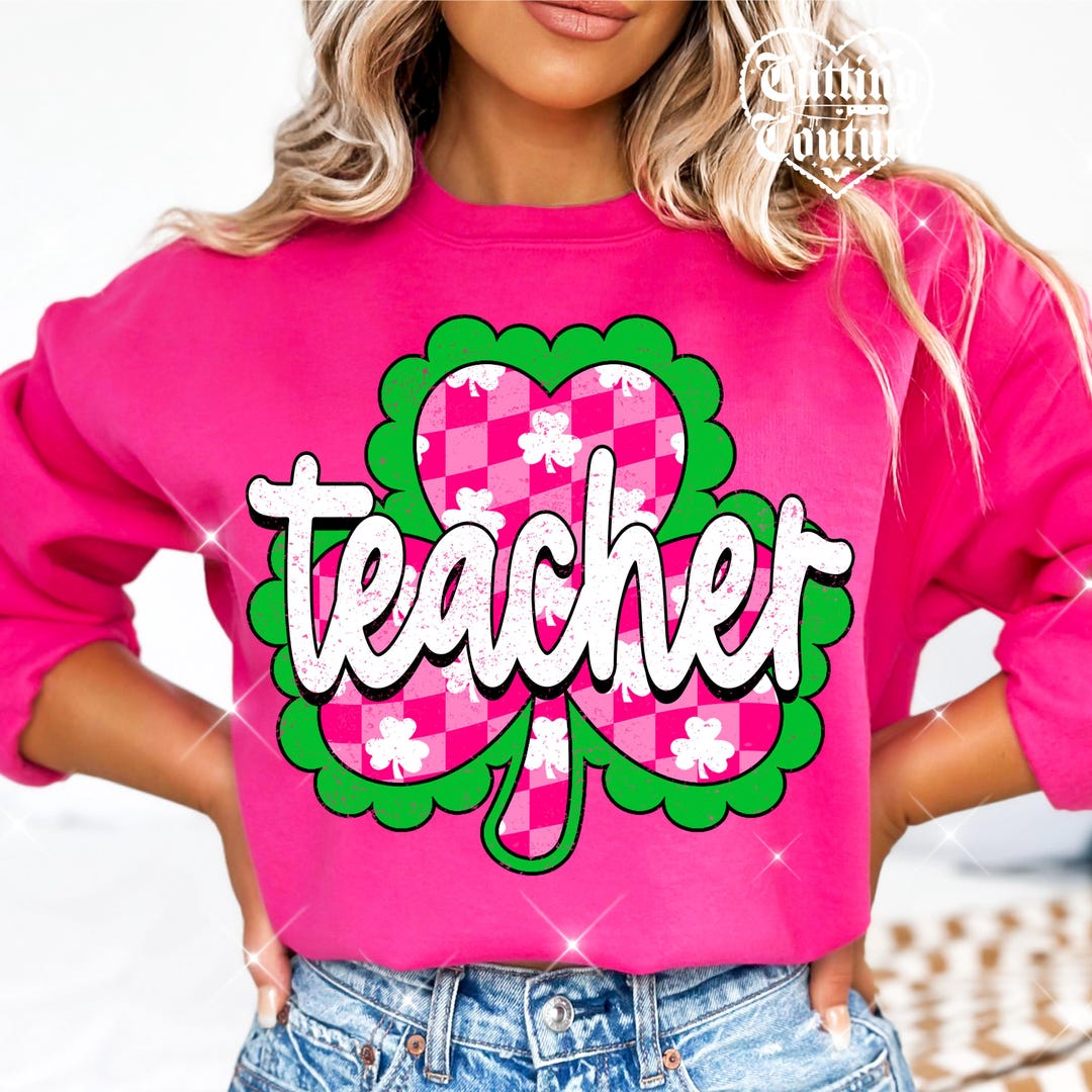St. Patrick's Teacher Png, Retro St. Patrick's Day Png, Shamrock Png ...