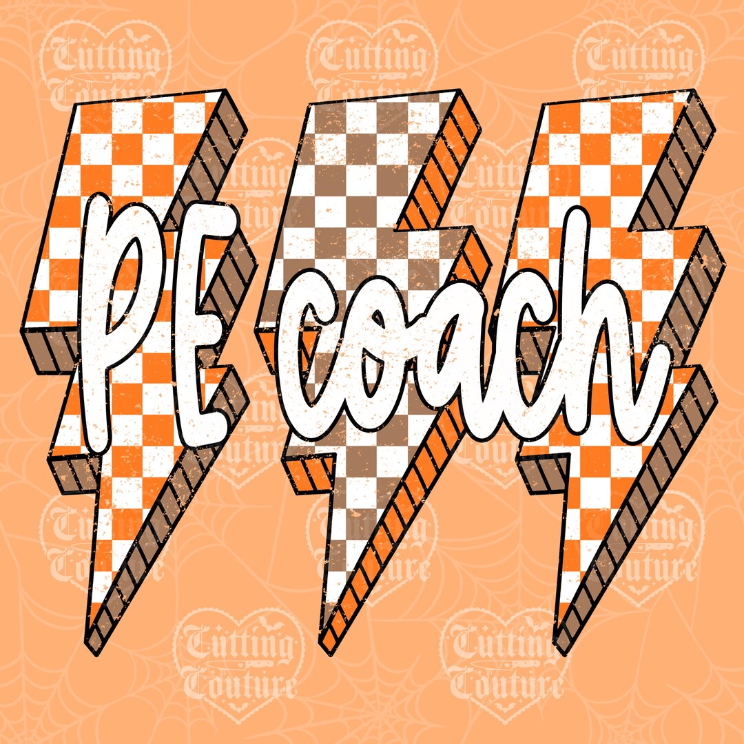 Fall PE Coach Png, Lightning Checkered Pe Coach Png, Retro Fall Png ...