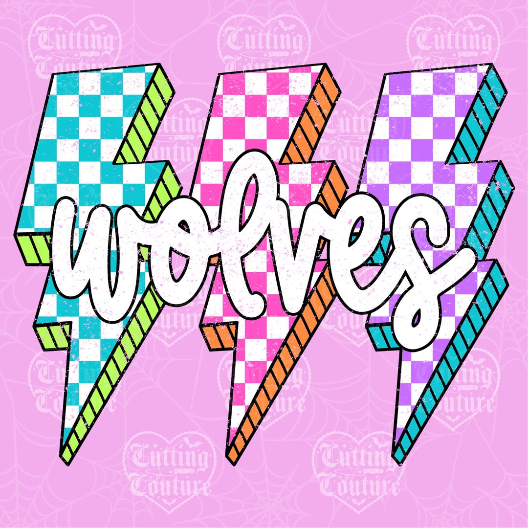 Wolves Png, Checkered Png, Retro Wolves Sublimation, Game Day Png ...