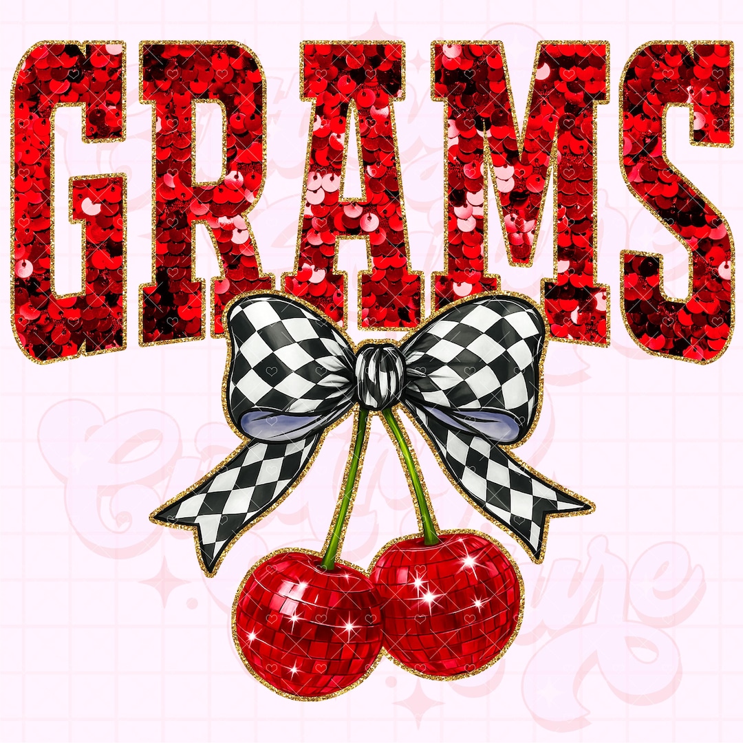 Sequin Cherry Grams Png, Coquette Grams Png, Preppy Grams Png, Grams ...