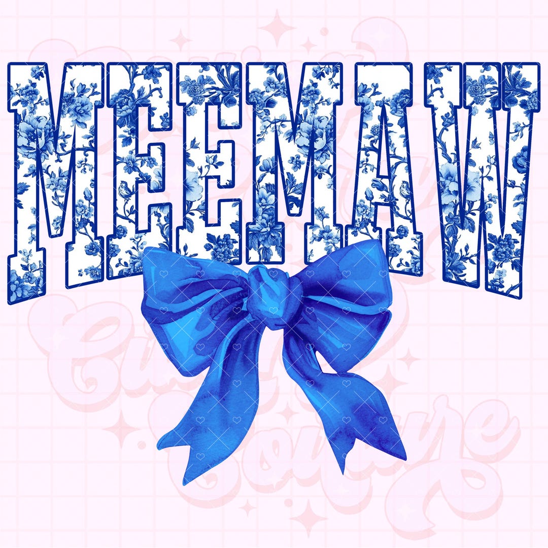 Meemaw Png, Blue Toile Meemaw Png, Floral Png, Chinoiserie Png, DTG ...