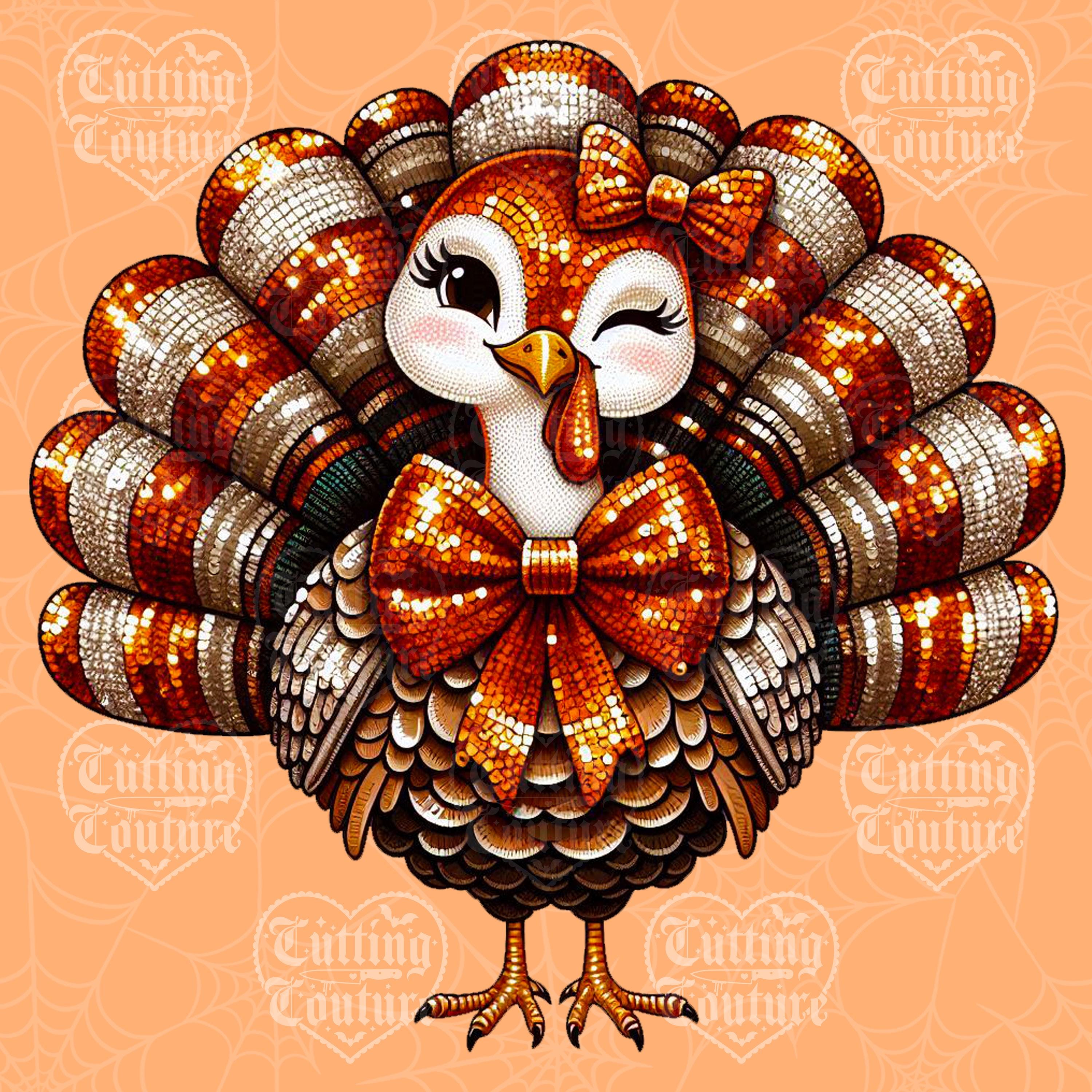 Sequin Turkey Png, Coquette Thanksgiving Png, Turkey Png, Coquette Bow ...