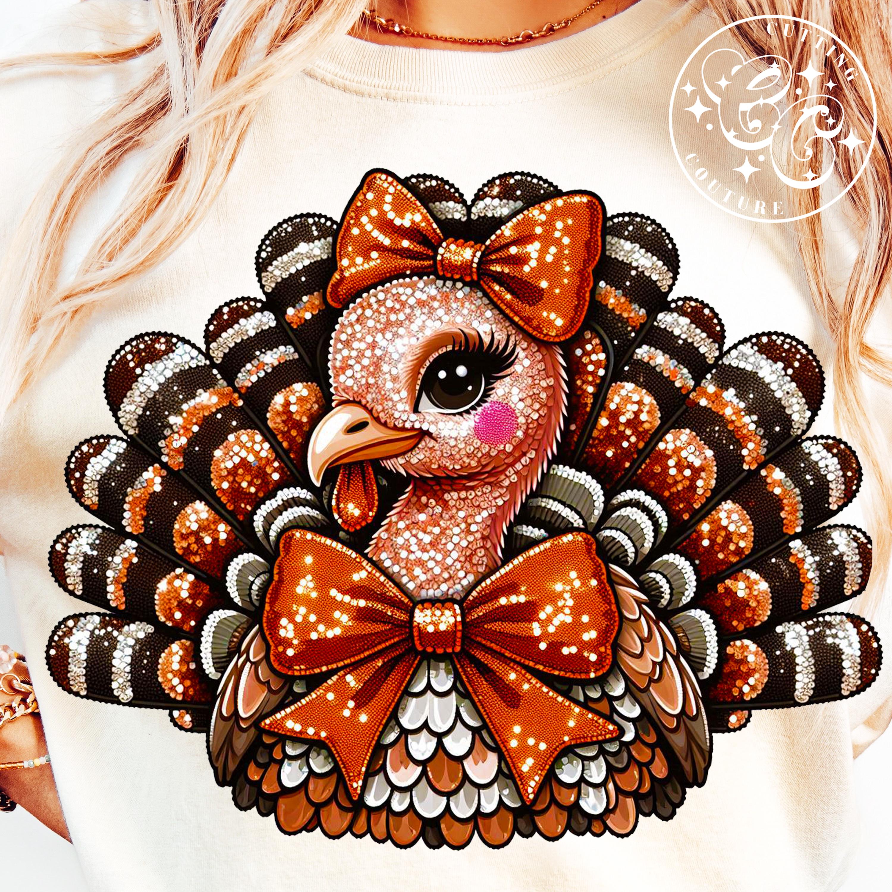 Sequin Turkey Png, Coquette Thanksgiving Png, Turkey Png, Coquette Bow ...