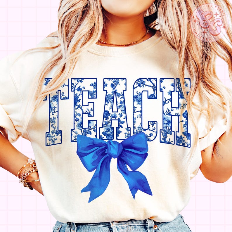 Teach Png, Blue Toile Png, Floral Png, Chinoiserie Png, DTG, DTF ...