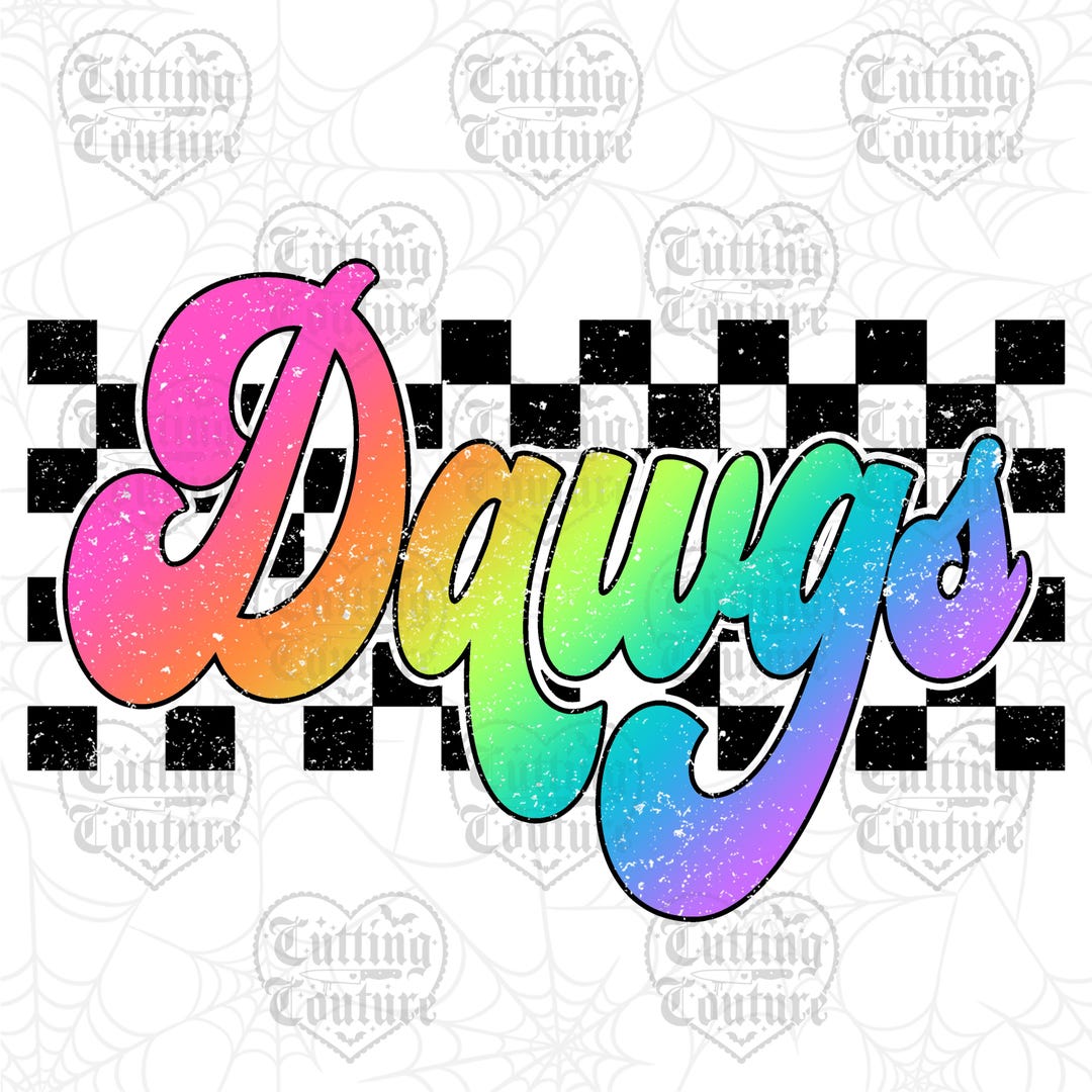 Neon Checkered Dawgs Png, Retro Dawgs Sublimation Design, Game Day Png ...