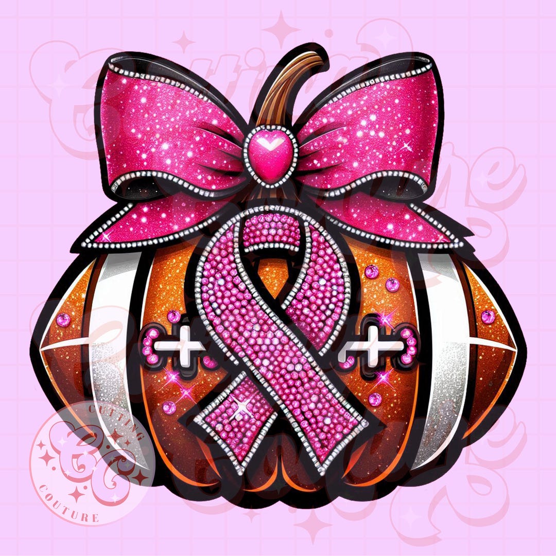 Breast Cancer Football Pumpkin Png, Breast Cancer Football Png, Tackle ...
