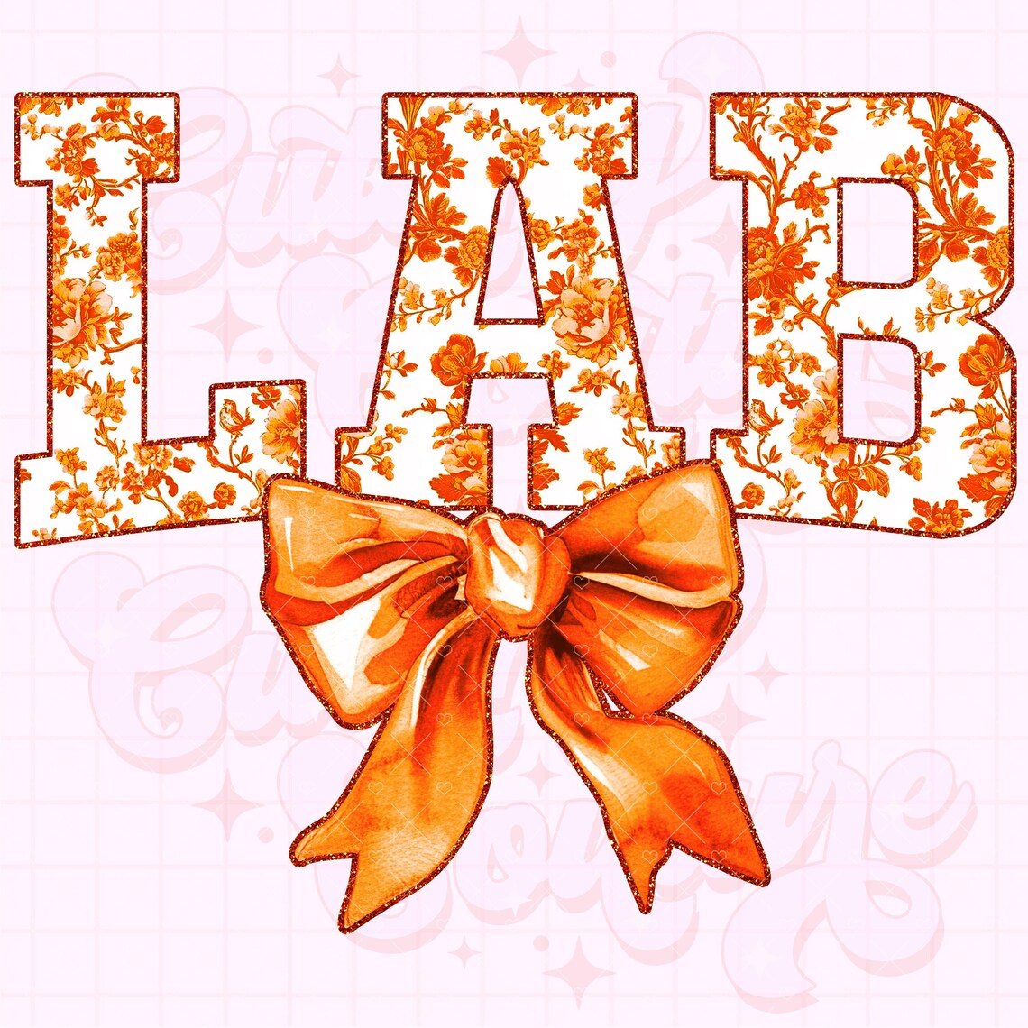 Lab Png, Orange Toile Lab Png, Floral Png, Chinoiserie Png, DTG DTF ...