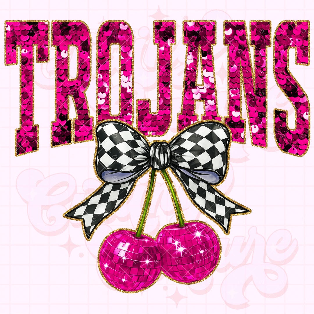 Trojans Png, Cherry Sequin Png, Coquette Trojans Sublimation Design ...