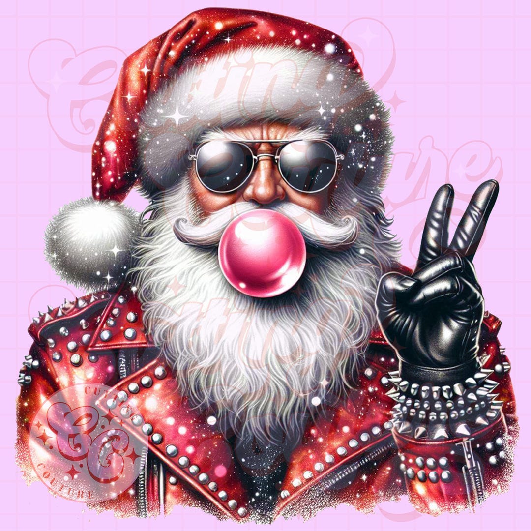 Retro Santa Png, Retro Christmas Png, Santa Blowing Bubblegum Png, Cute ...