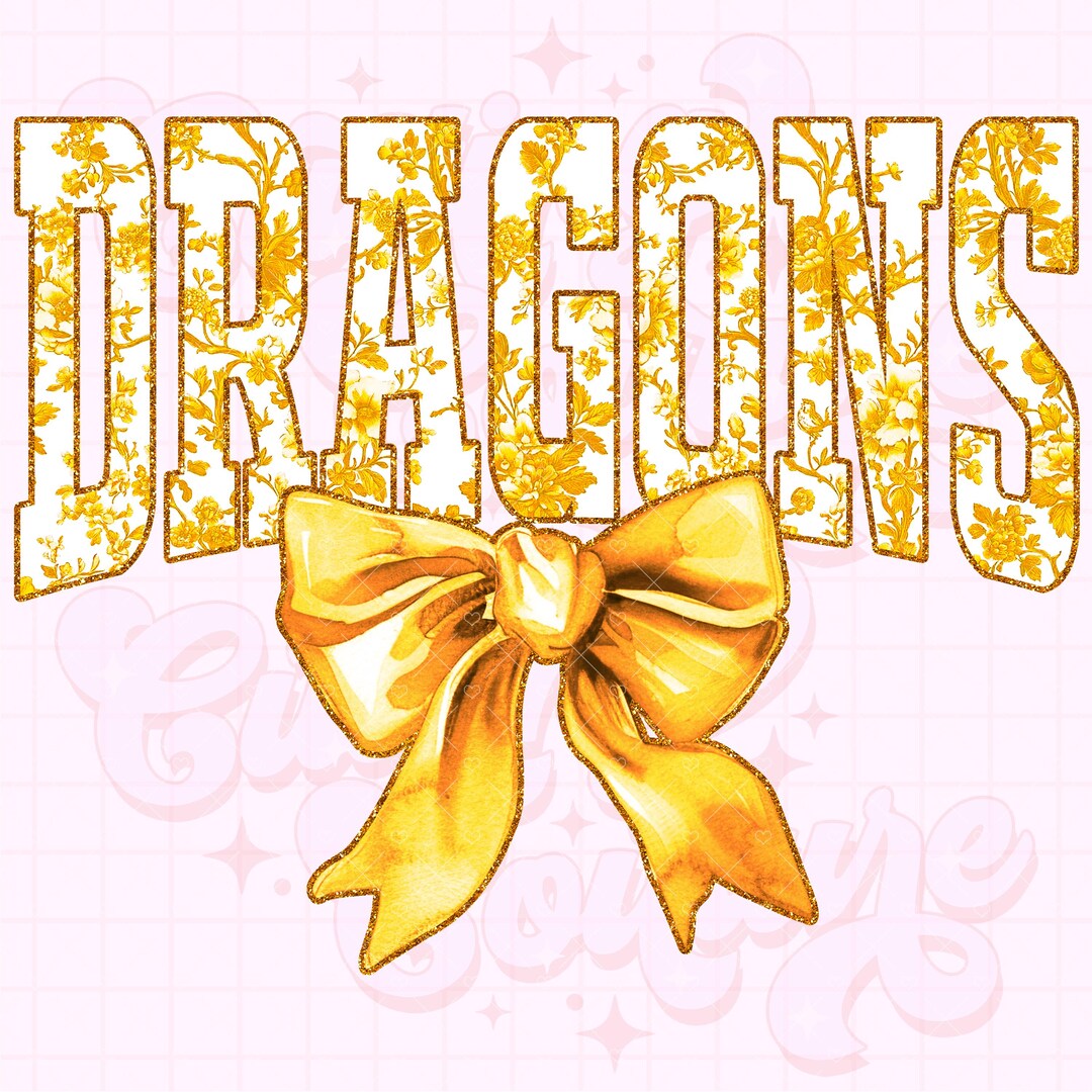 Dragons Png, Gold Toile Png, Dragons Sublimation, Game Day Png, Dragons ...