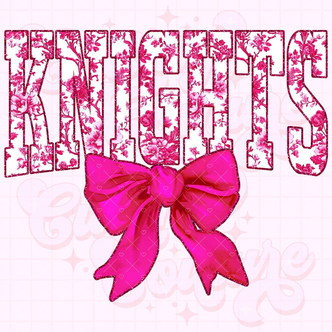 Knights Png, Pink Toile Png, Knights Sublimation Design, Game Day Png ...