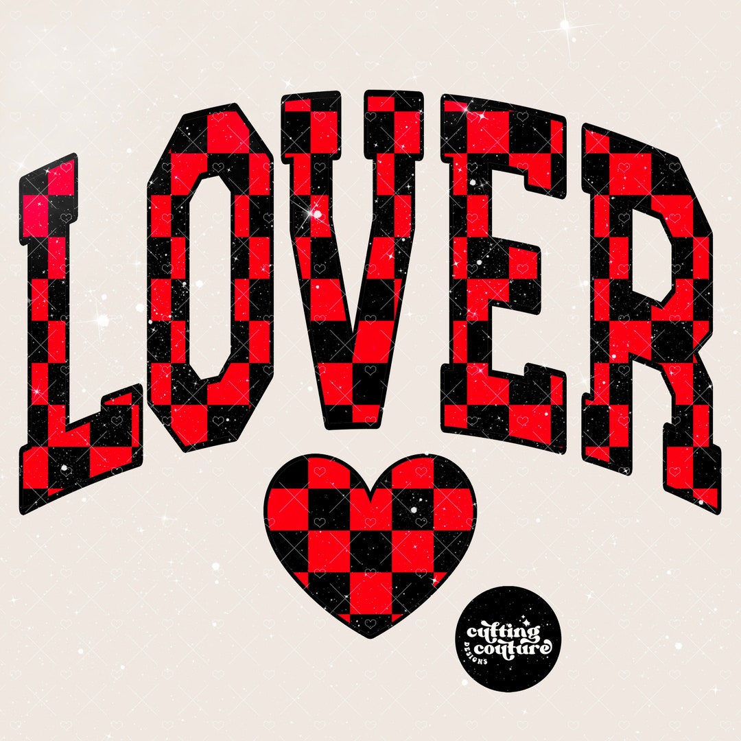 Lover Png, Retro Checkered Valentine Png, Valentine's Day Sublimation ...