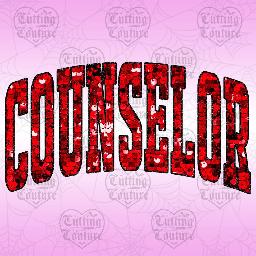 Valentine School Counselor Png, Sequin Valentine's Day Png, Faux Sequin ...