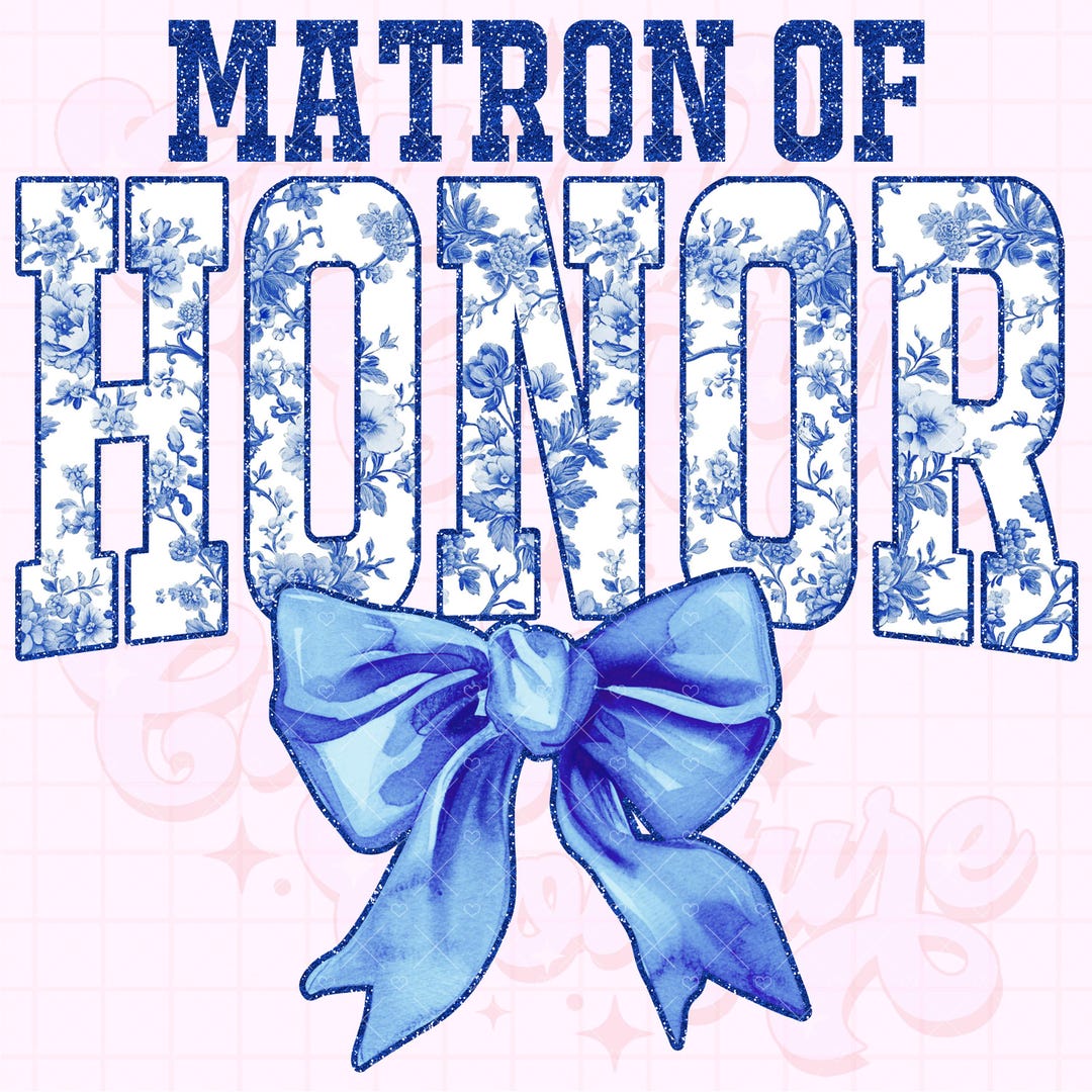 Matron of Honor Png, Blue Toile, Floral Png, Chinoiserie Png, Matron of ...