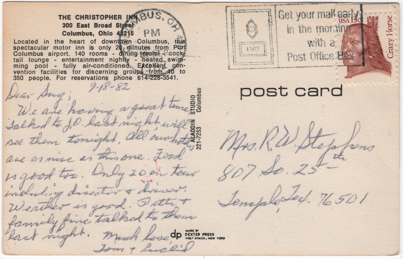 1982 the Christopher Inn, Columbus, Ohio Vintage Postcard - Etsy