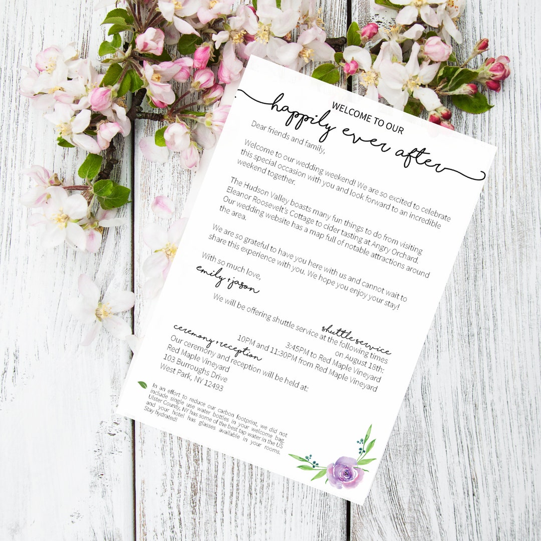 Custom Wedding Welcome Bag Card Design - Etsy