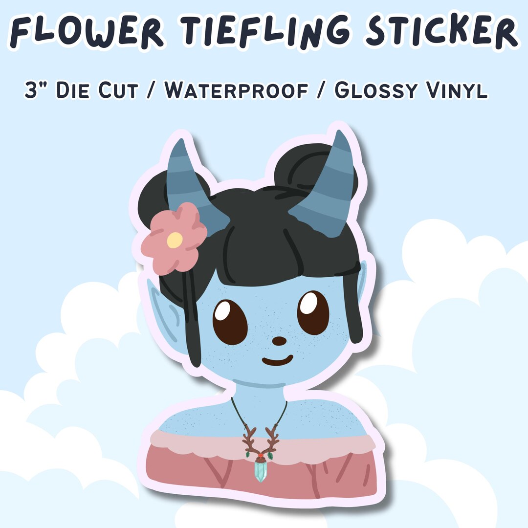 Cute Flower Tiefling Sticker Vinyl Sticker Matte Sticker Glossy Sticker ...