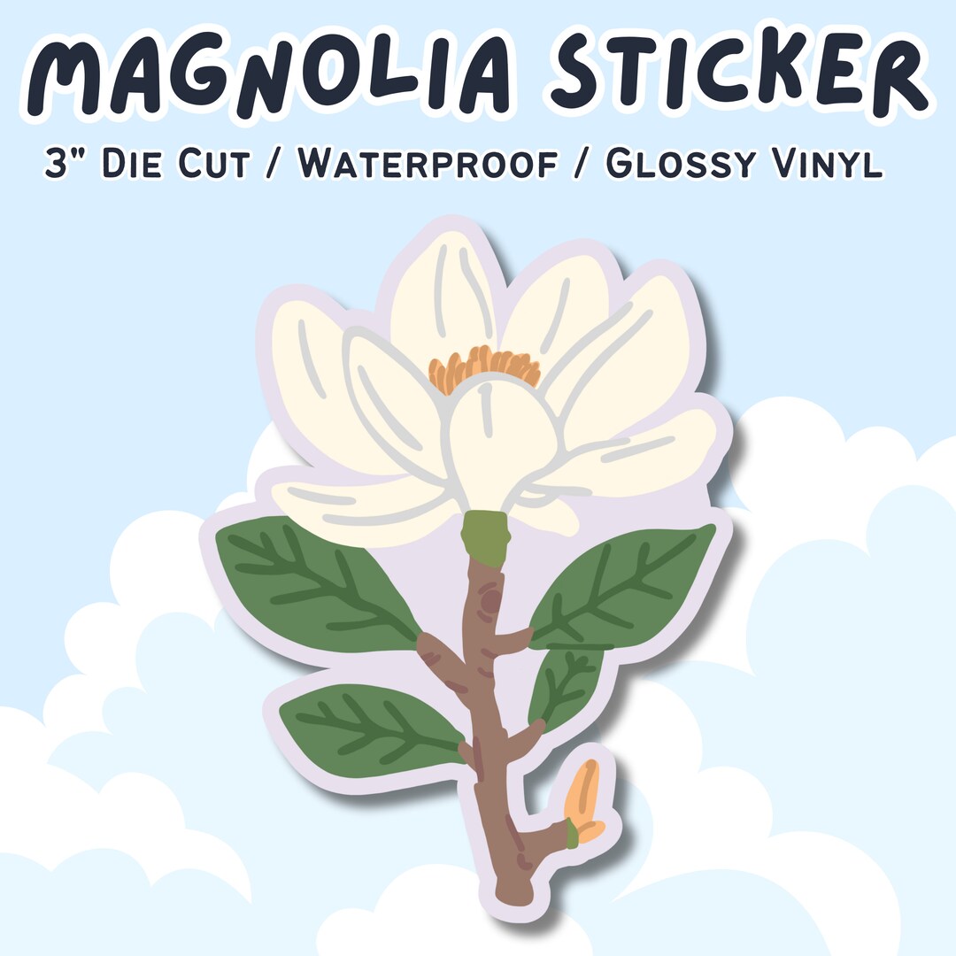 Cute Magnolia Sticker | Vinyl Sticker | Matte Sticker | Glossy Sticker ...