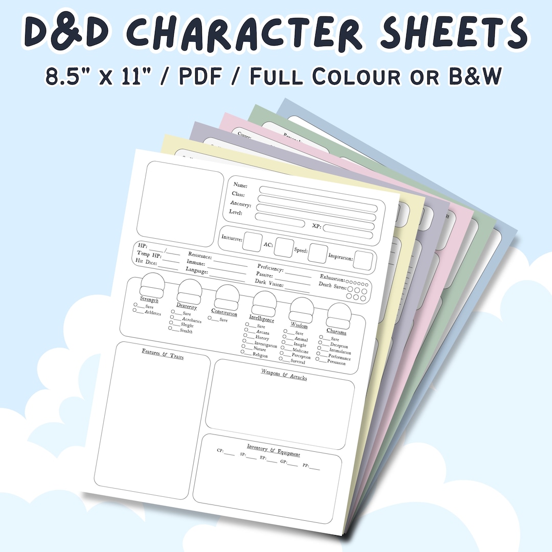Simple Dnd Character Sheet - Printable D&D Character Sheets ...