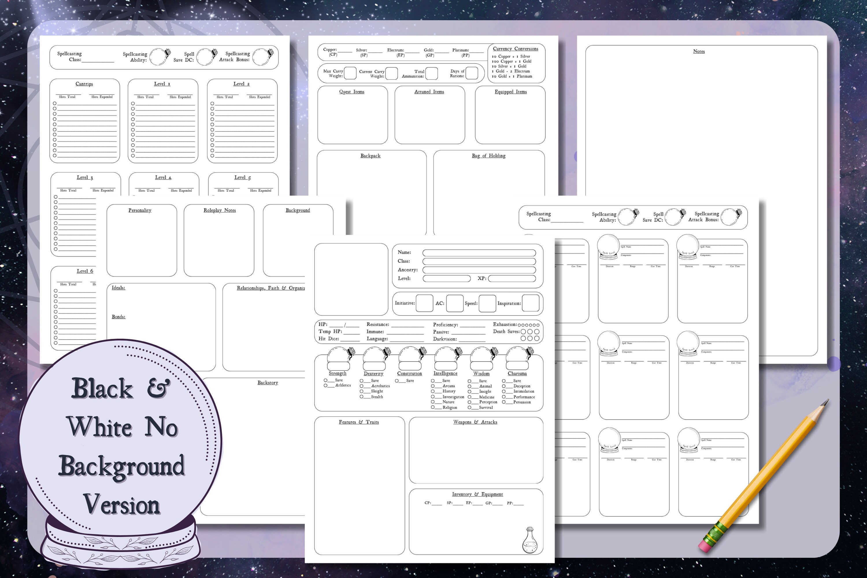 Enchanted Scrolls: Mana Version Printable D&D Character Sheets ...