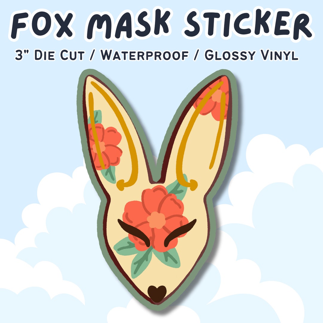 Cute Fox Mask Sticker Vinyl Sticker Matte Sticker Glossy Sticker ...