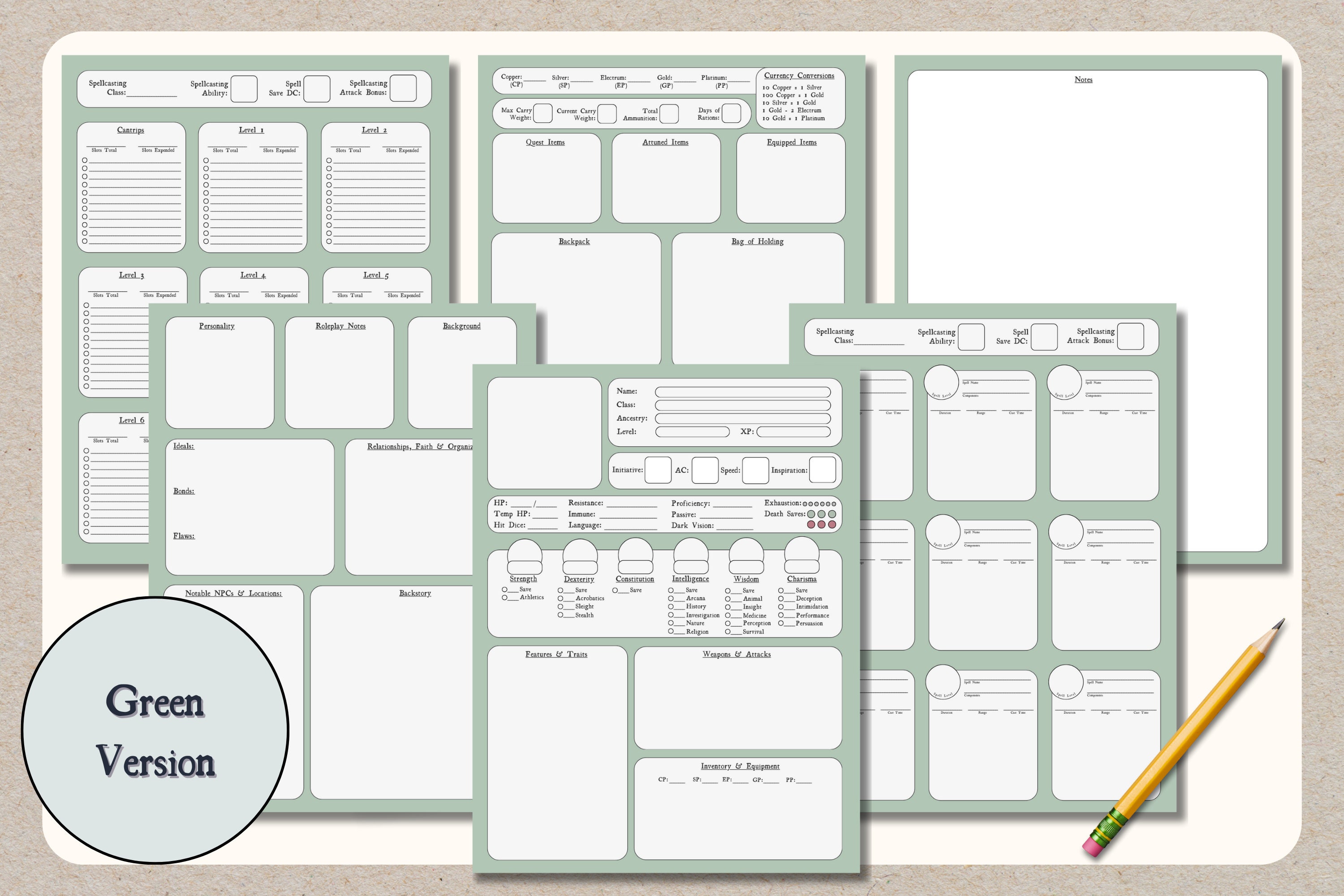 Simple Dnd Character Sheet Printable D&D Character Sheets Customizable ...