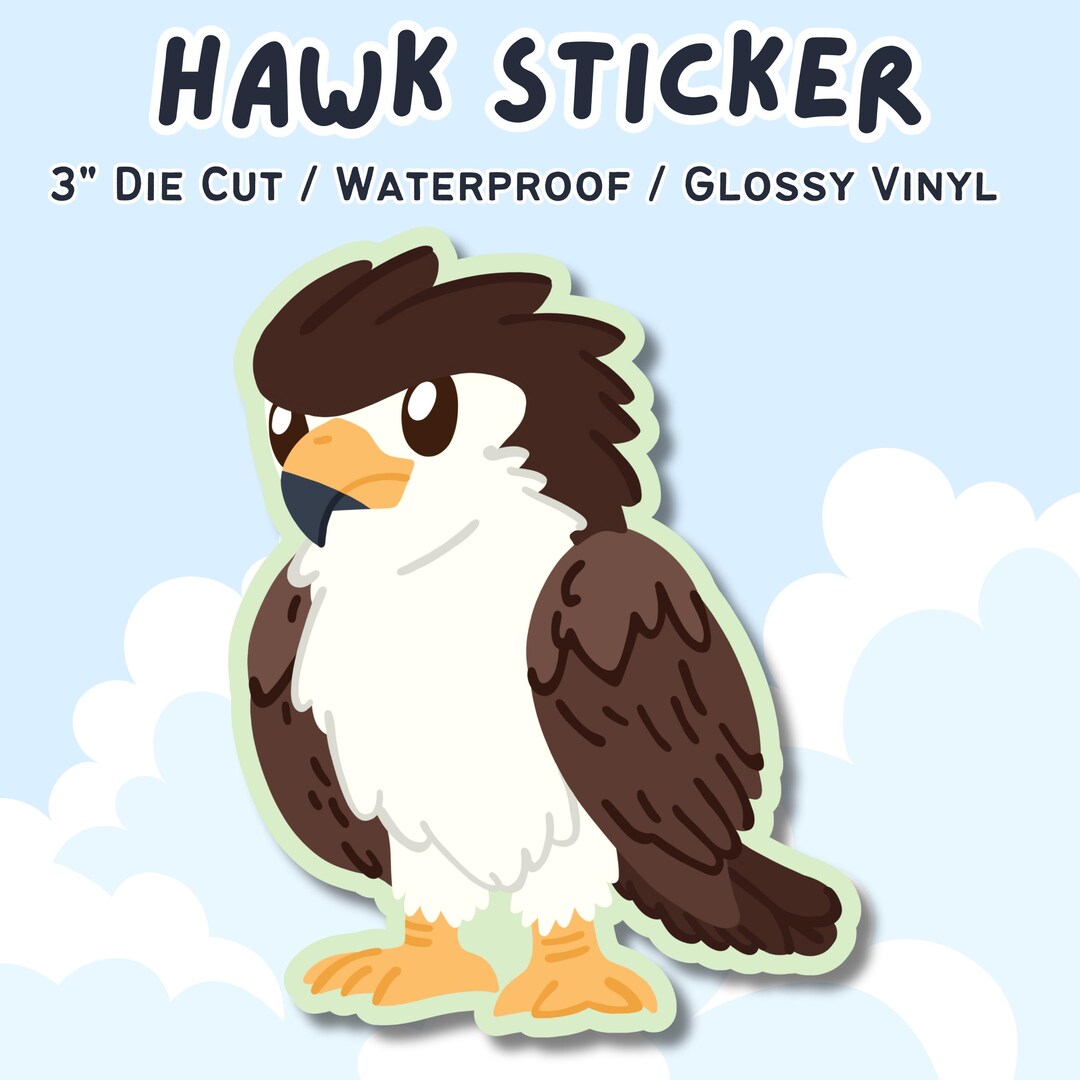 Cute Hawk Sticker | Vinyl Sticker | Matte Sticker | Glossy Sticker ...