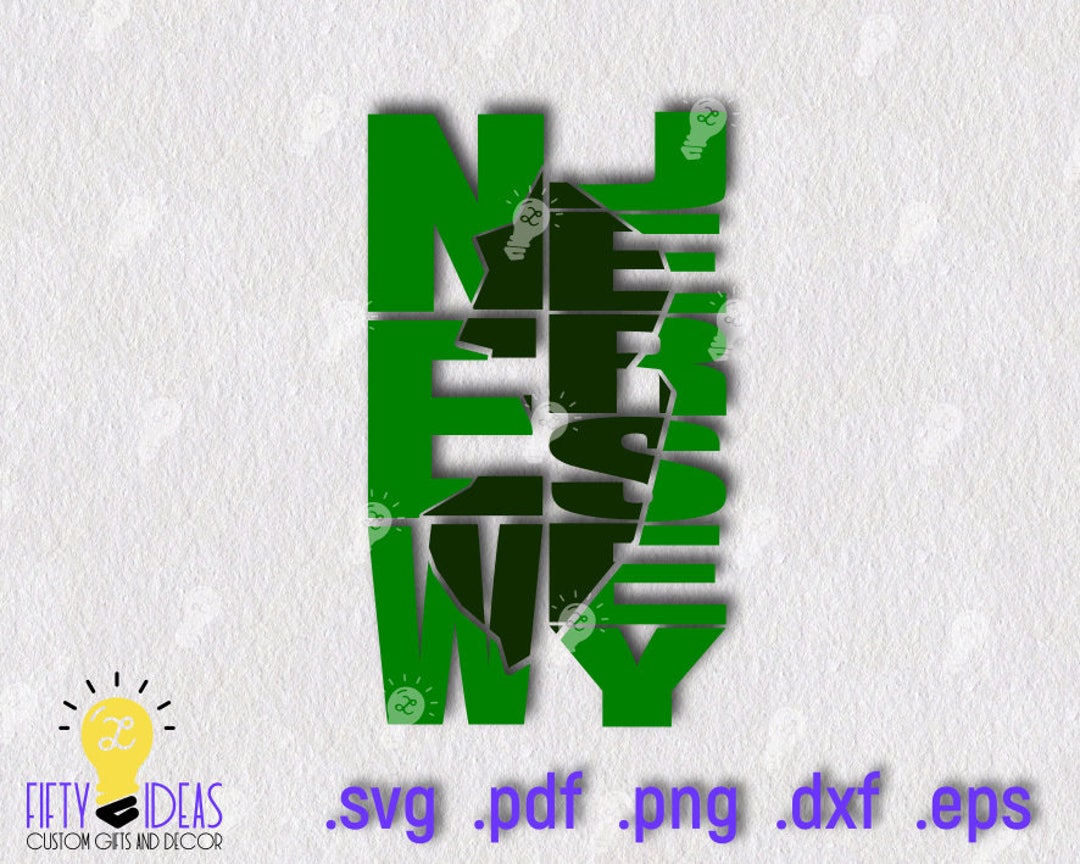 New Jersey Knockout Design and Cut File .svg .pdf .png .eps .dxf - Etsy