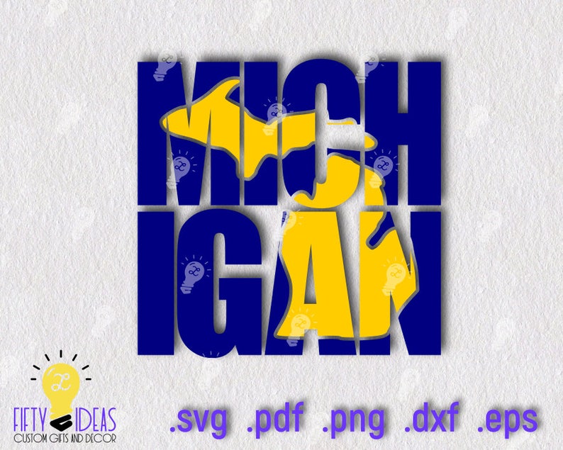 Michigan Knockout Design and Cut File .svg .pdf .png .eps .dxf - Etsy