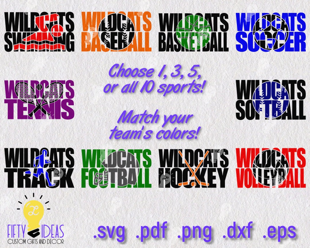 Wildcats Sport Knockout Svg Cut File Football Baseball Basketball ...