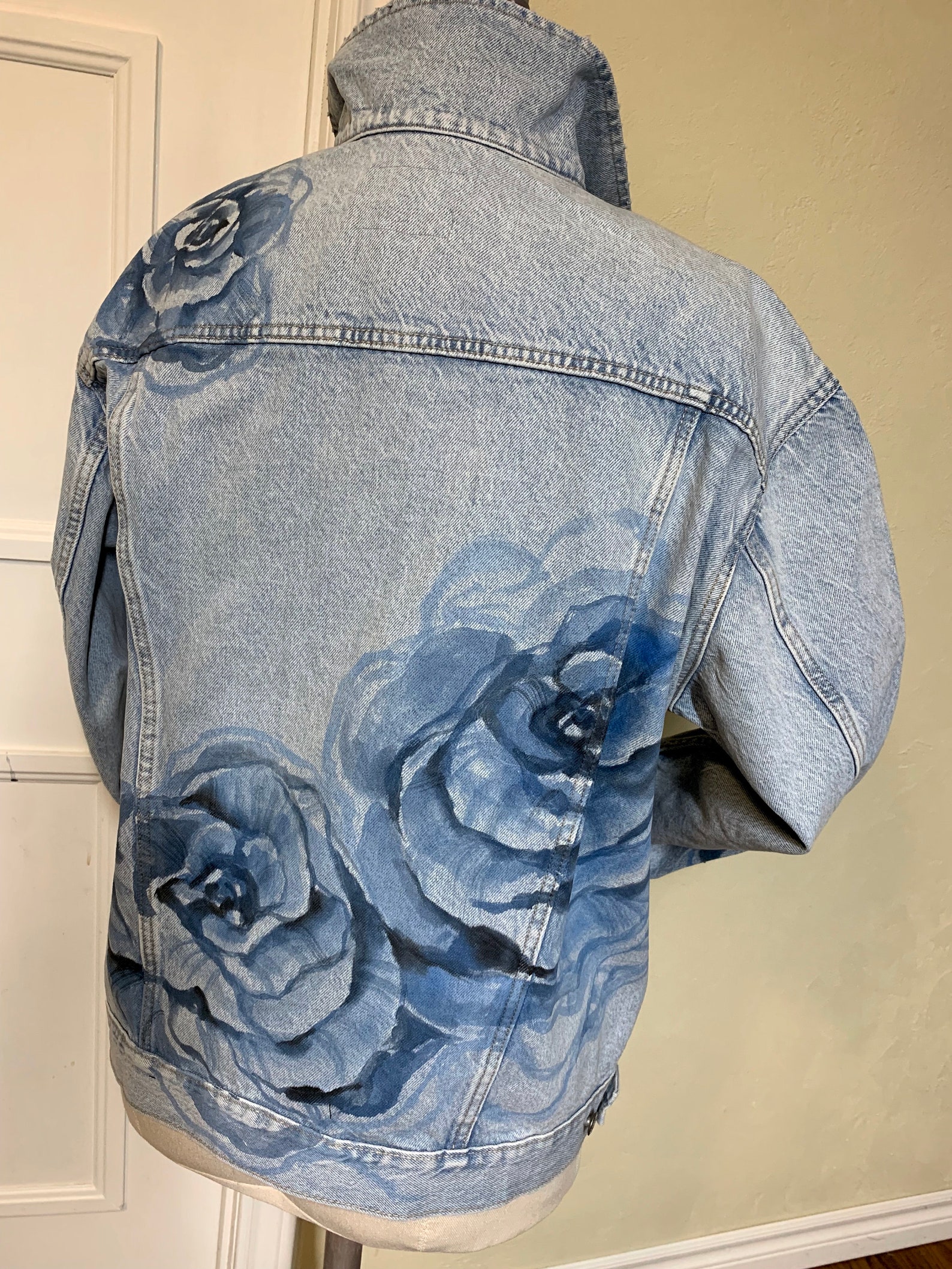 New Artist Hand Painted Jean Jacket One-of-a-kind Unique Overall Design ...