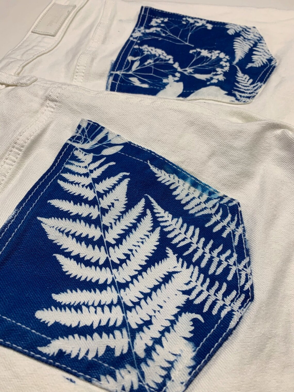 Cyanotype Botanical Printed Hollister White Jeans Women's - Etsy Canada