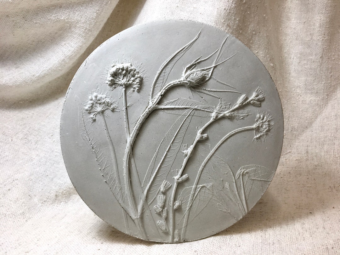 Bas-Relief Botanical Casting in Concrete Beautiful Nature - Etsy Italia