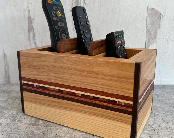 Remote Control Holder | Handmade TV Remote Caddy | Hickory Desk ...