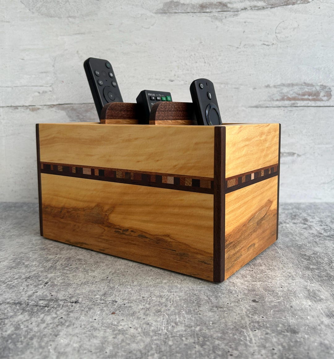 Remote Control Holder | Handmade TV Remote Caddy | Hickory Desk ...