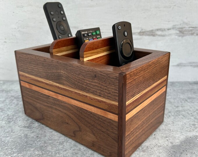 Remote Control Holder | Handmade TV Remote Caddy | Walnut Desk ...