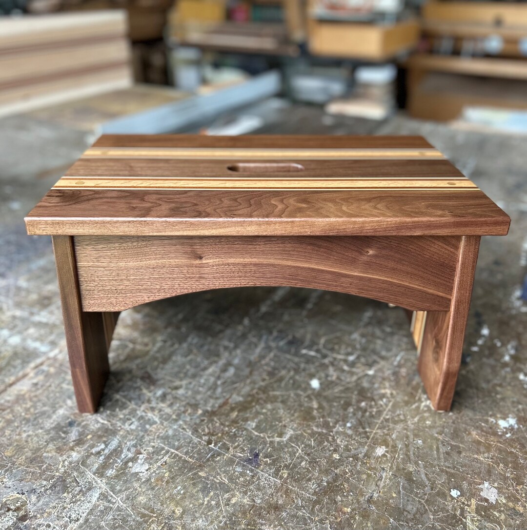 Walnut Stool Handmade Wooden Step Stool by Pacific Mountainwood - Etsy