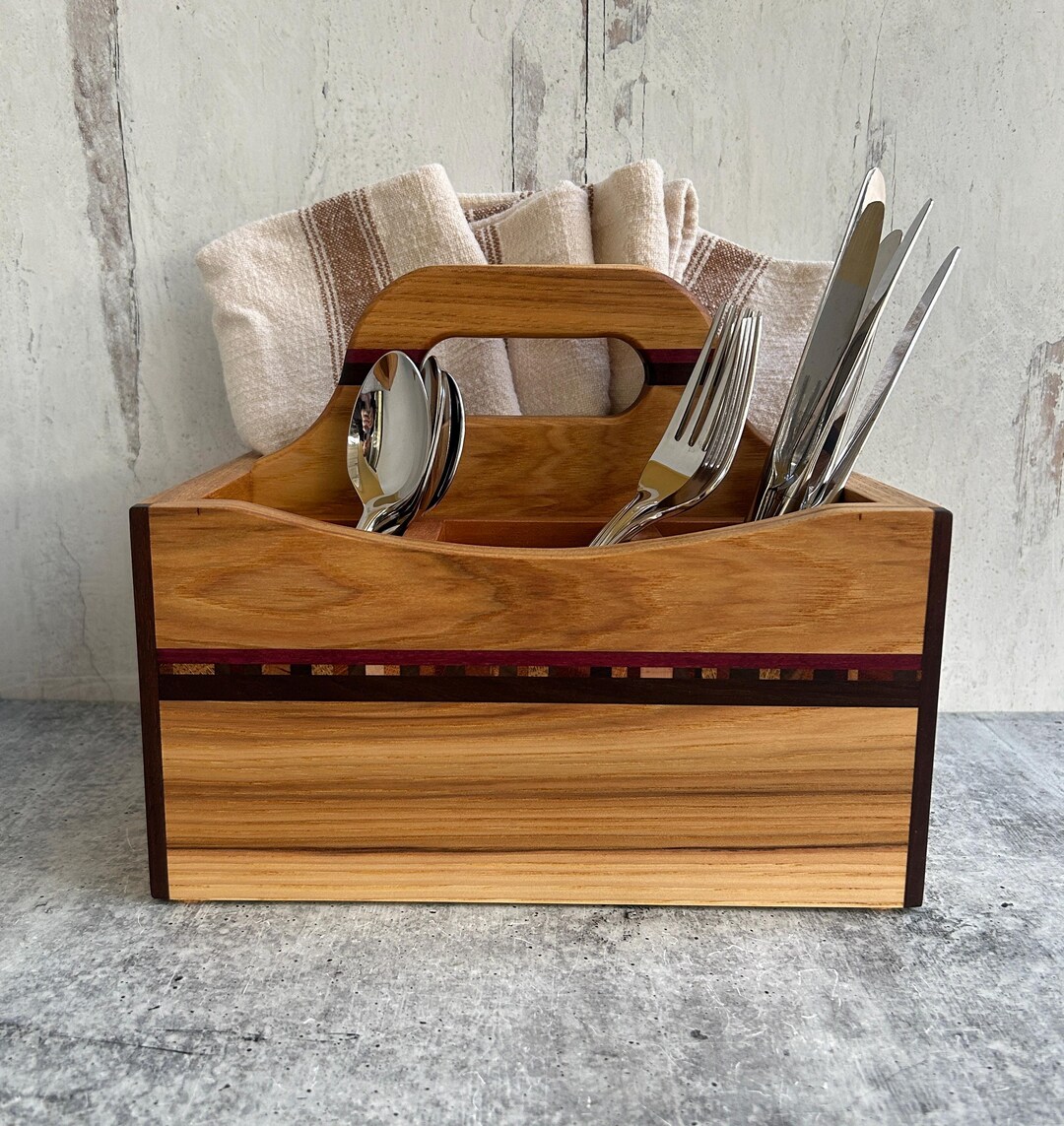 Handmade Hickory Utensil Caddy | Wood Kitchen Organizer - Etsy