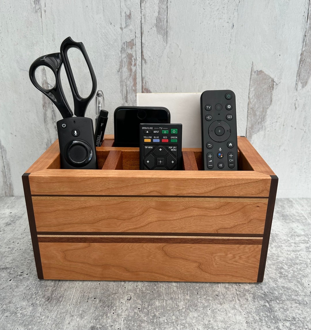 Desk Organizer Handmade Remote Control Holder Cherry Storage Box by ...
