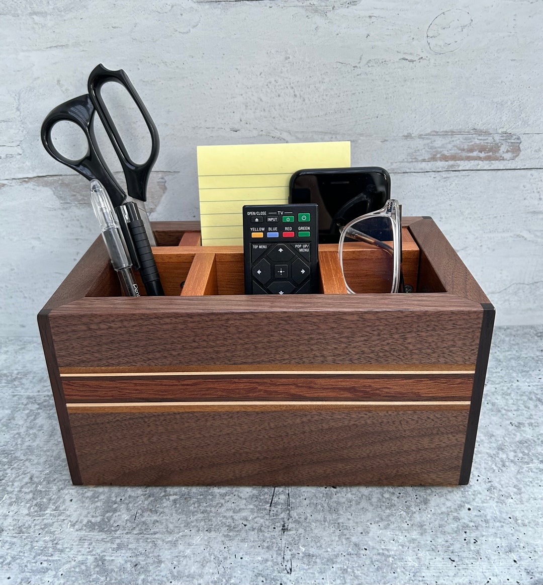 Desk Organizer Handmade Walnut Remote Control Holder Wood - Etsy