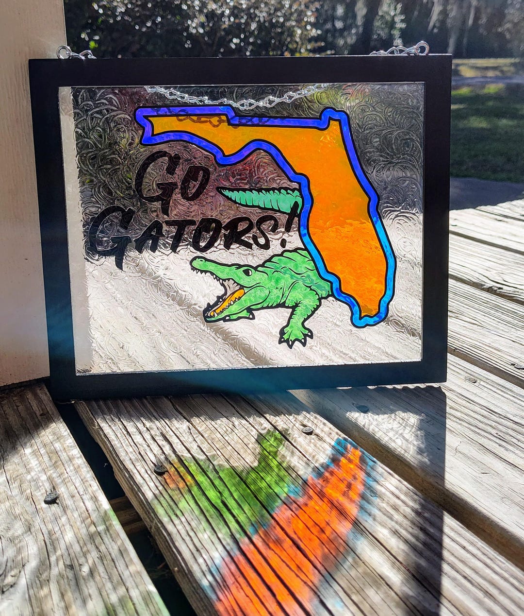 Go Gators State of Florida in UF Colors and a Green Alligator Painted ...