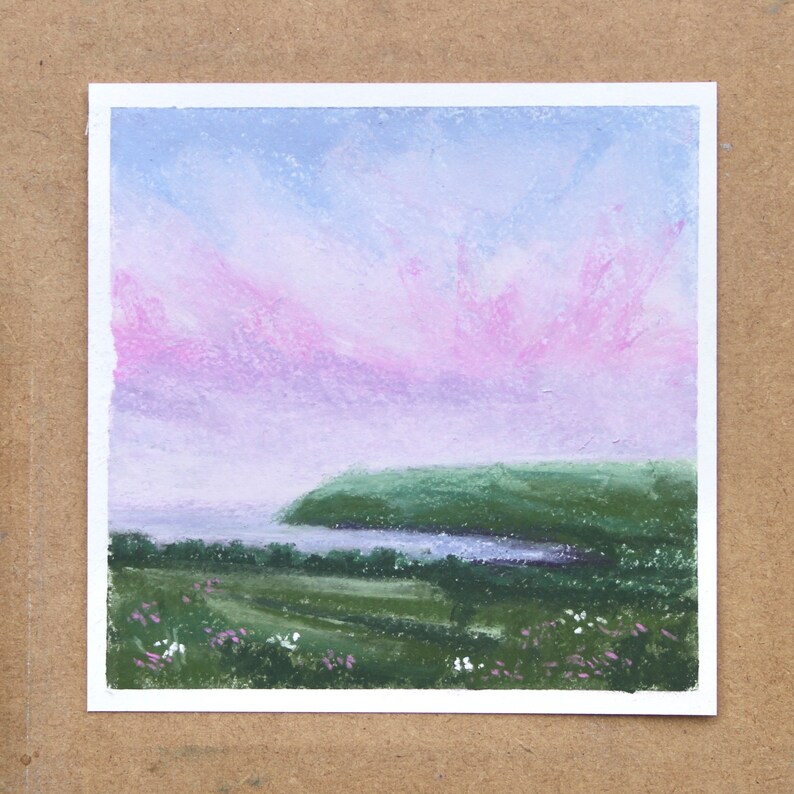 Sunset Over Kingsand, Cornwall - Pastel on Paper, Original Landscape ...