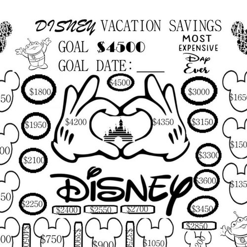 52 Week Disney Vacation Savings Challenge Printable Money | Etsy