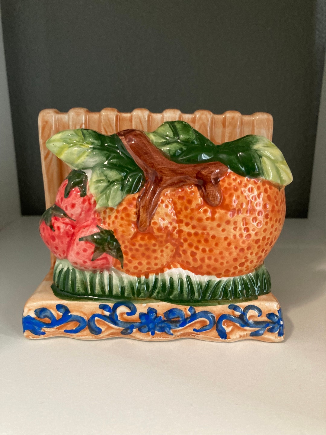 Vintage Ceramic Letter Holder Fruit Strawberries - Etsy