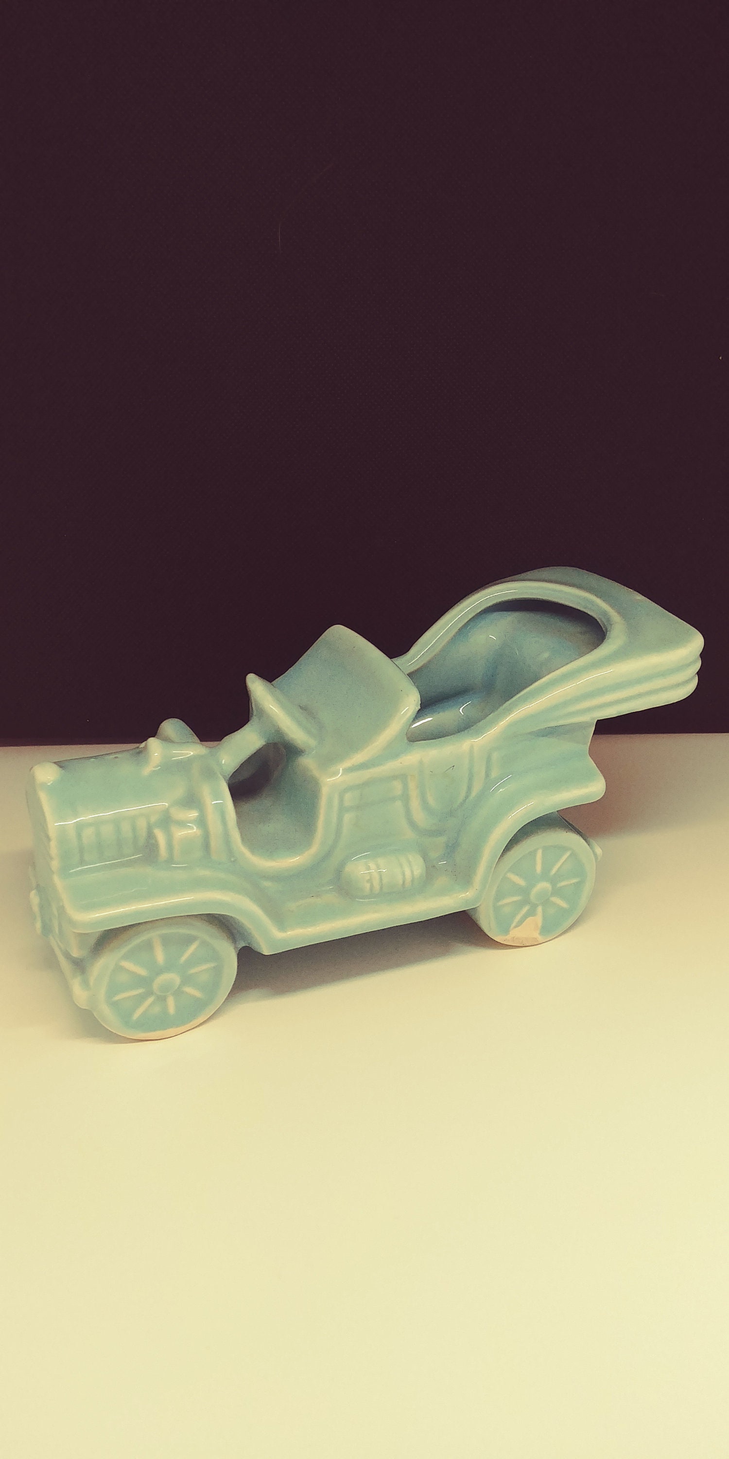 Vintage Ceramic Car Planter Blue - Etsy