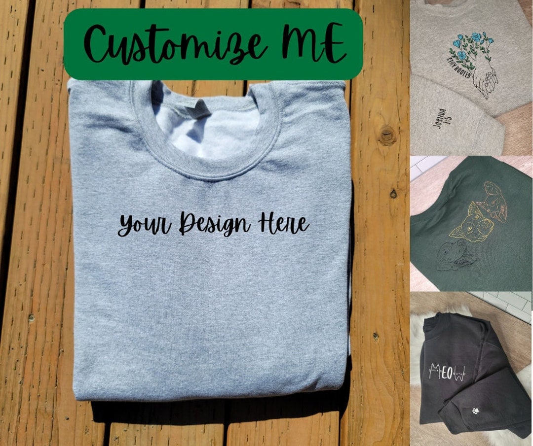 Custom Embroidered Sweatshirt, Personalized Gift, Embroidered Cuff ...