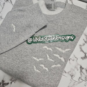 Bats Halloween Crewneck Sweatshirt, Glow in the Dark, Embroidered Bat ...