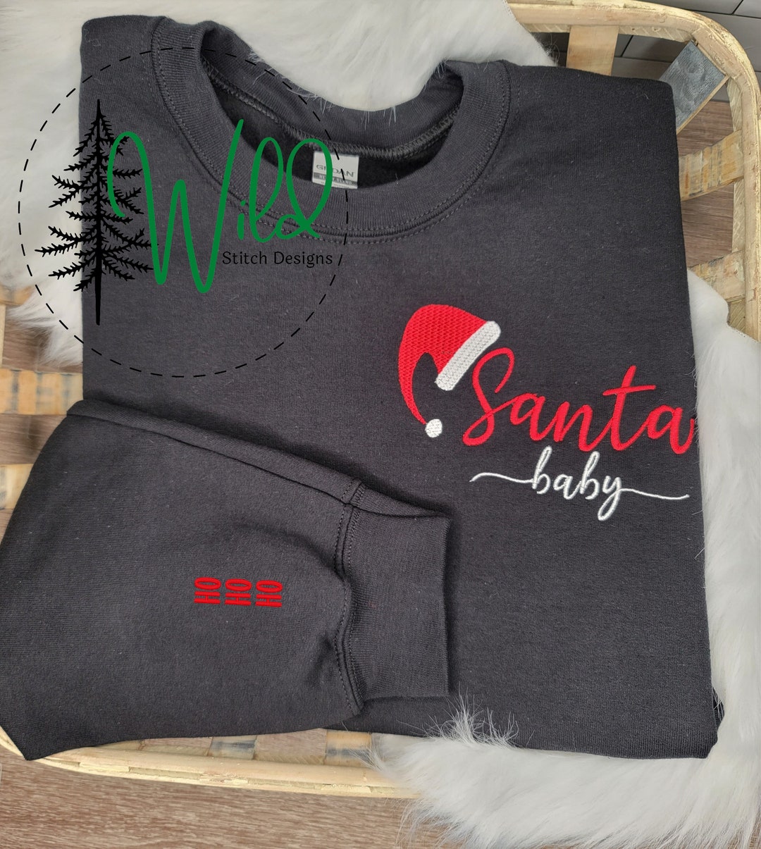 Santa Baby Sweatshirt, Embroidered Christmas Sweatshirt, Holiday ...