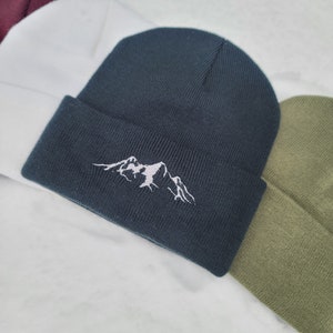 Embroidered Beanie, Mountain Beanie, Winter Beanie, Embroidered Hat ...